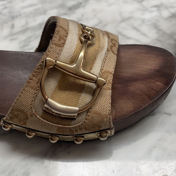 Gucci | Shoes | Gucci Logo Mules Gold Horsebit | Poshmark
